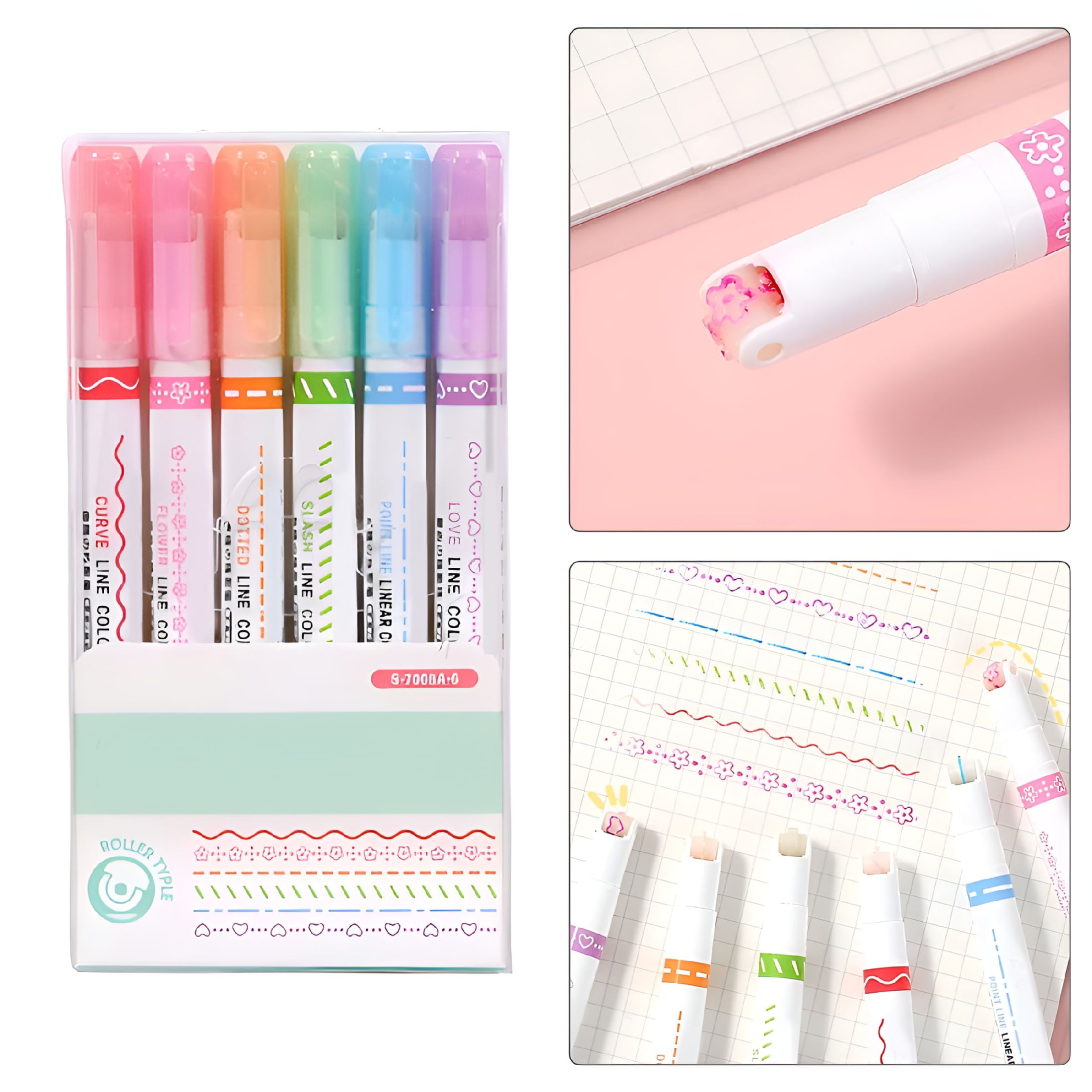 CCOCC 6-Piece Colored Curve Pens,Highlighters,6 Different Curve Shapes ...