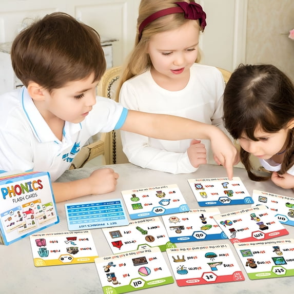CCOCC 65-Piece Phonics Flash Cards Set - Educational Sturdy Interactive ...