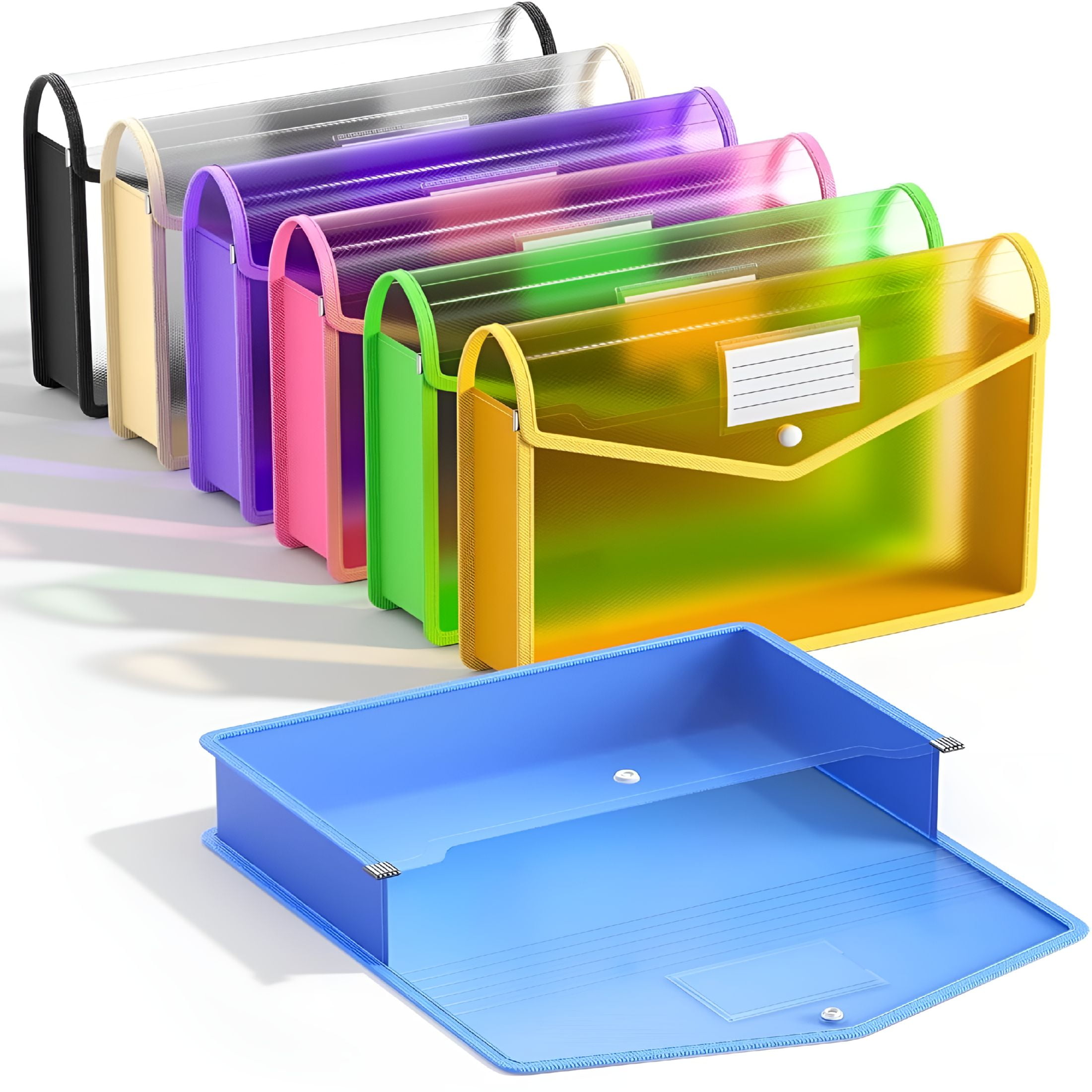 CCOCC 7 Pack Plastic Expanding File Folder Transparent Envelopes with ...
