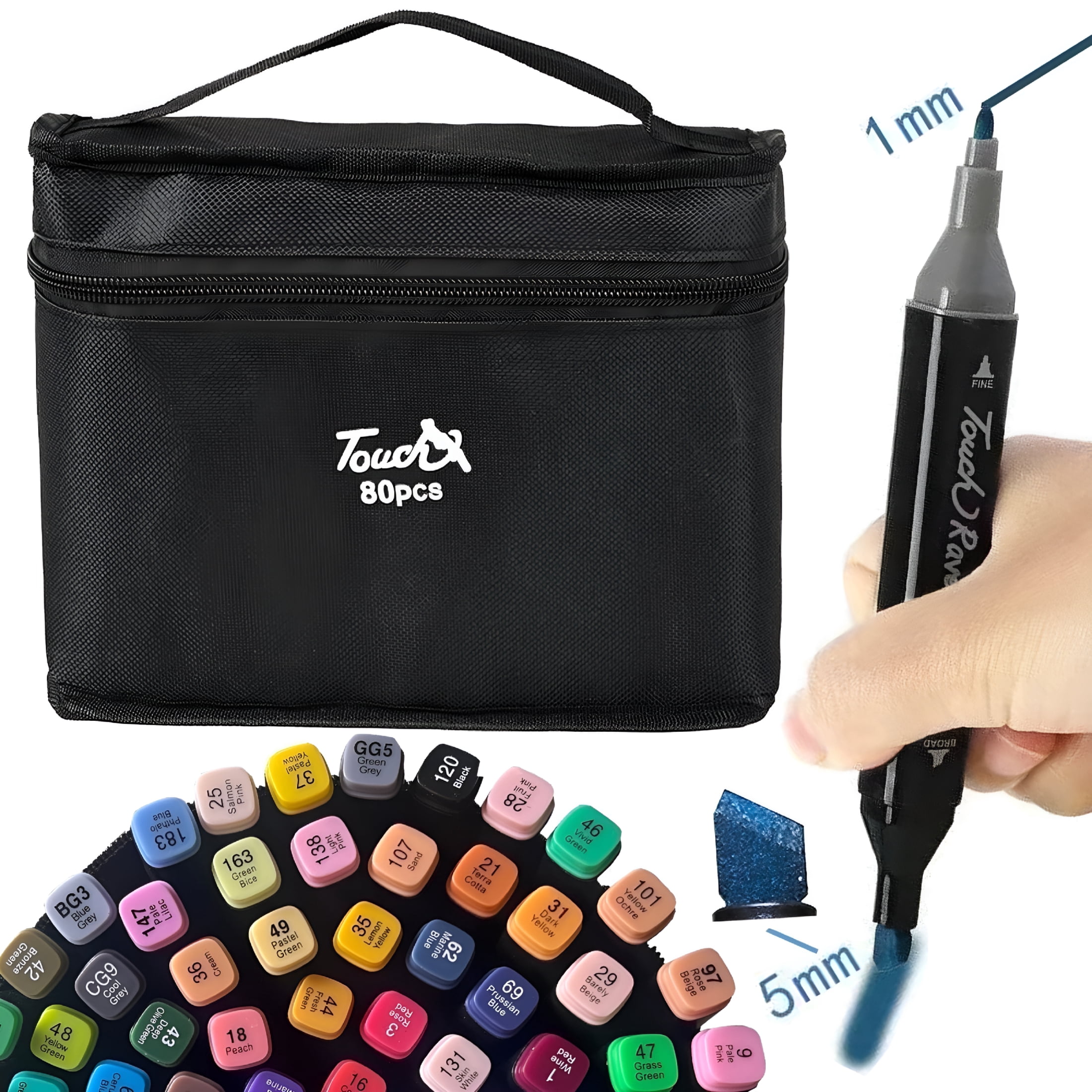 CCOCC 80 Colors Alcohol Based Markers Brush Tip, Double Tip Paint Pens ...