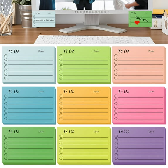 CCOCC 9Pcs To Do List Sticky Notes 450 Sheets Self-Stick Notes Pad ...