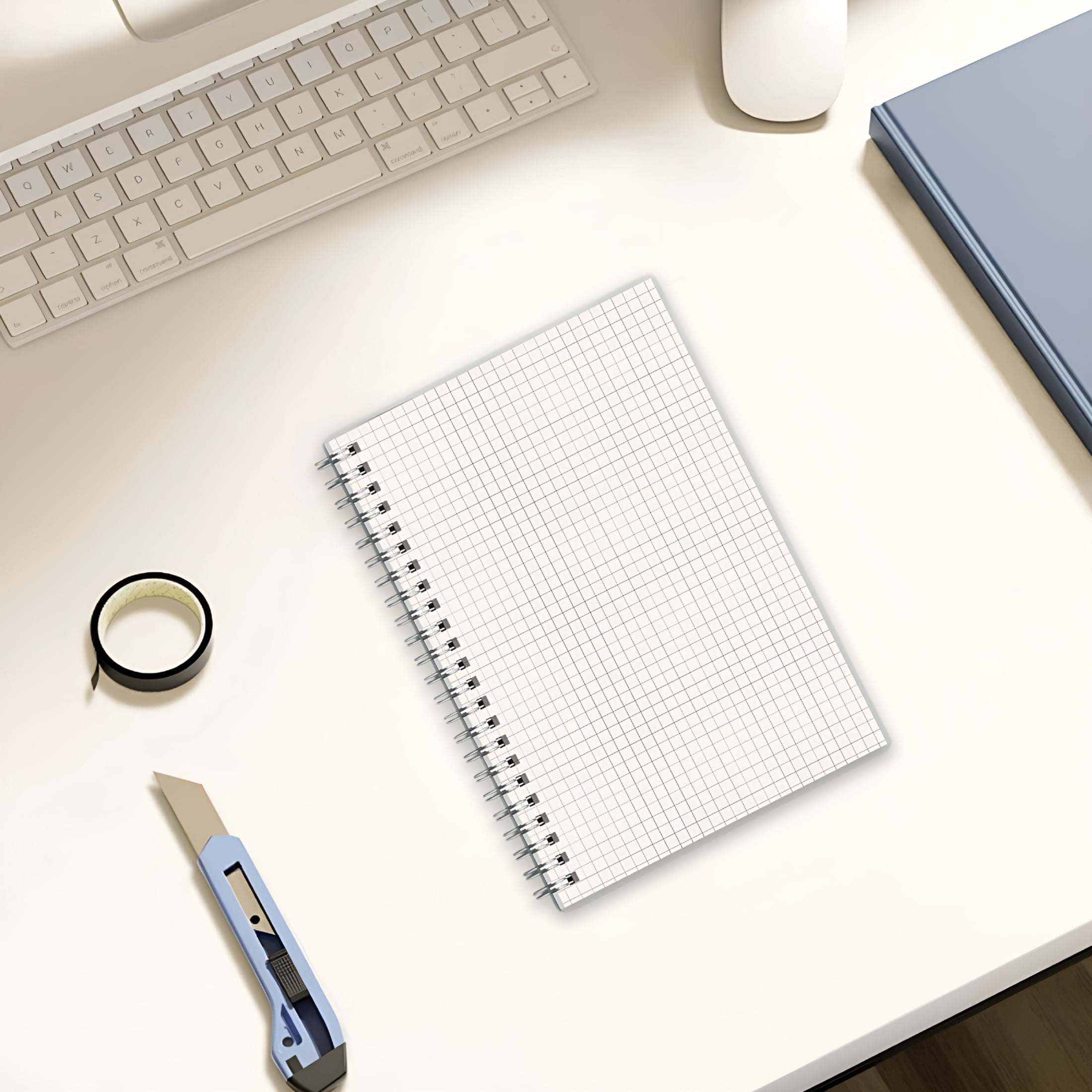 CCOCC A5 Spiral Notebook 80 Pages Graph Grid Ruled Blank Thick Paper ...