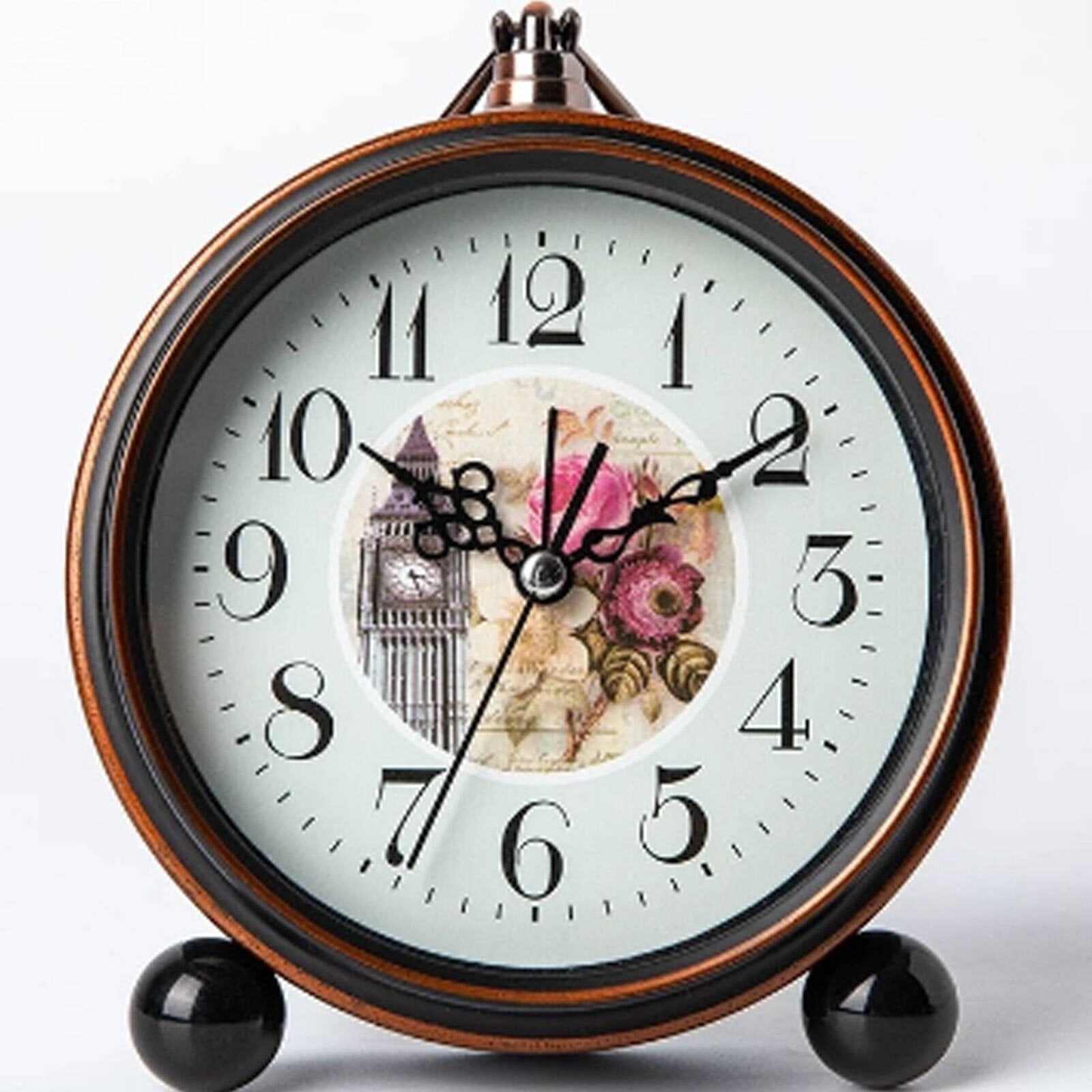 CCOCC Alarm Clock,Chic Metal-Framed Clock for Bedroom,Silent No-Tick ...