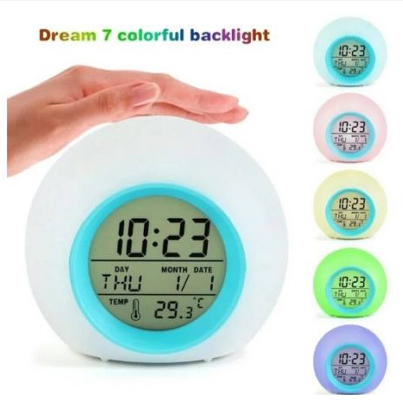 CCOCC Alarm Clock,Colorful LED Alarm Clock for Kids with Customizable ...