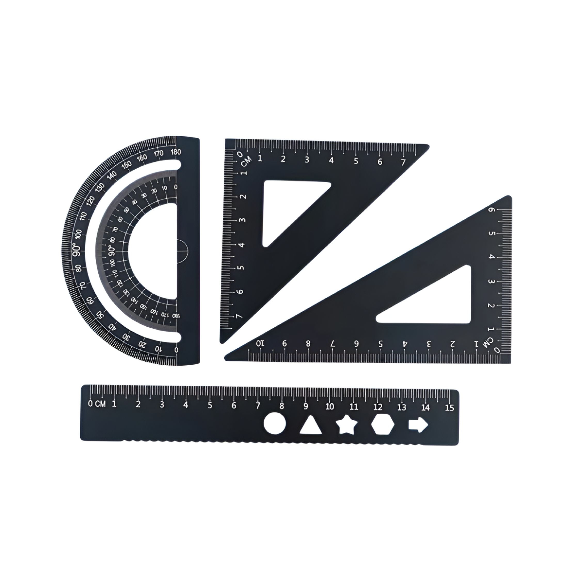 CCOCC Aluminum Alloy 4-Piece Geometry Set with Hollow Stencils Drafting ...