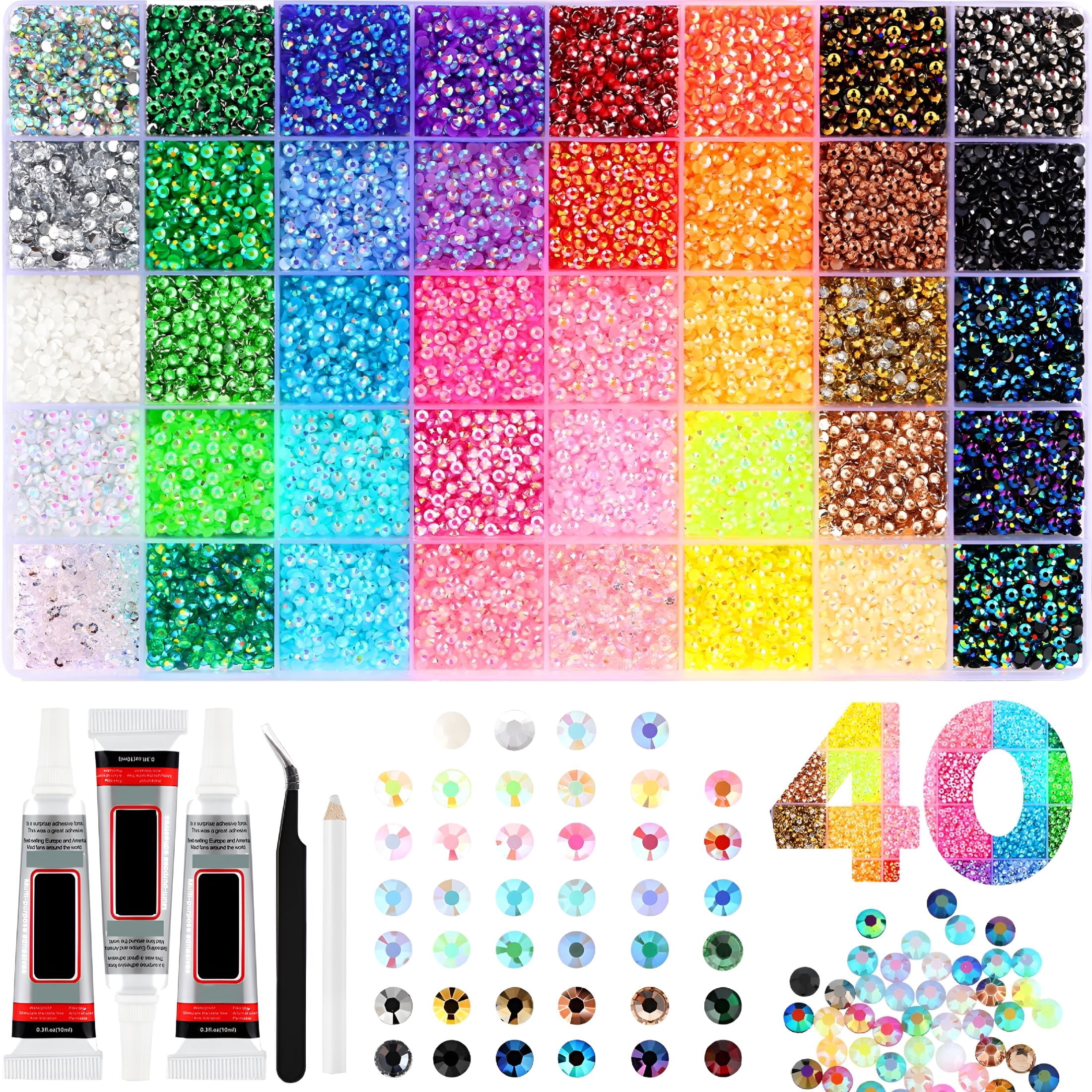CCOCC Bedazzler Kit with Rhinestones,40 Bright Hues 3Mm Resin ...