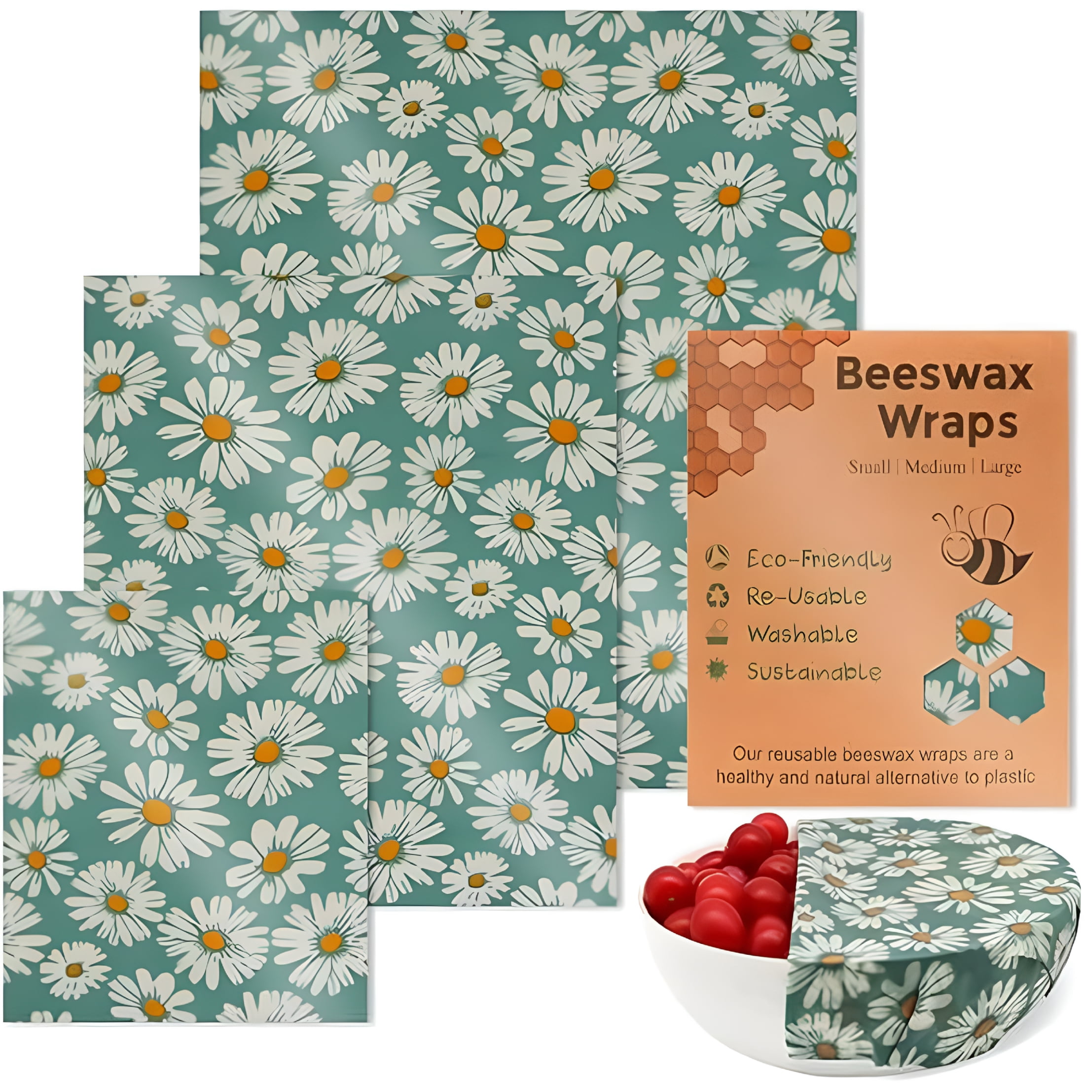 CCOCC Beeswax Wraps for Food 3 Reusable Food Sheets for Fruits and ...