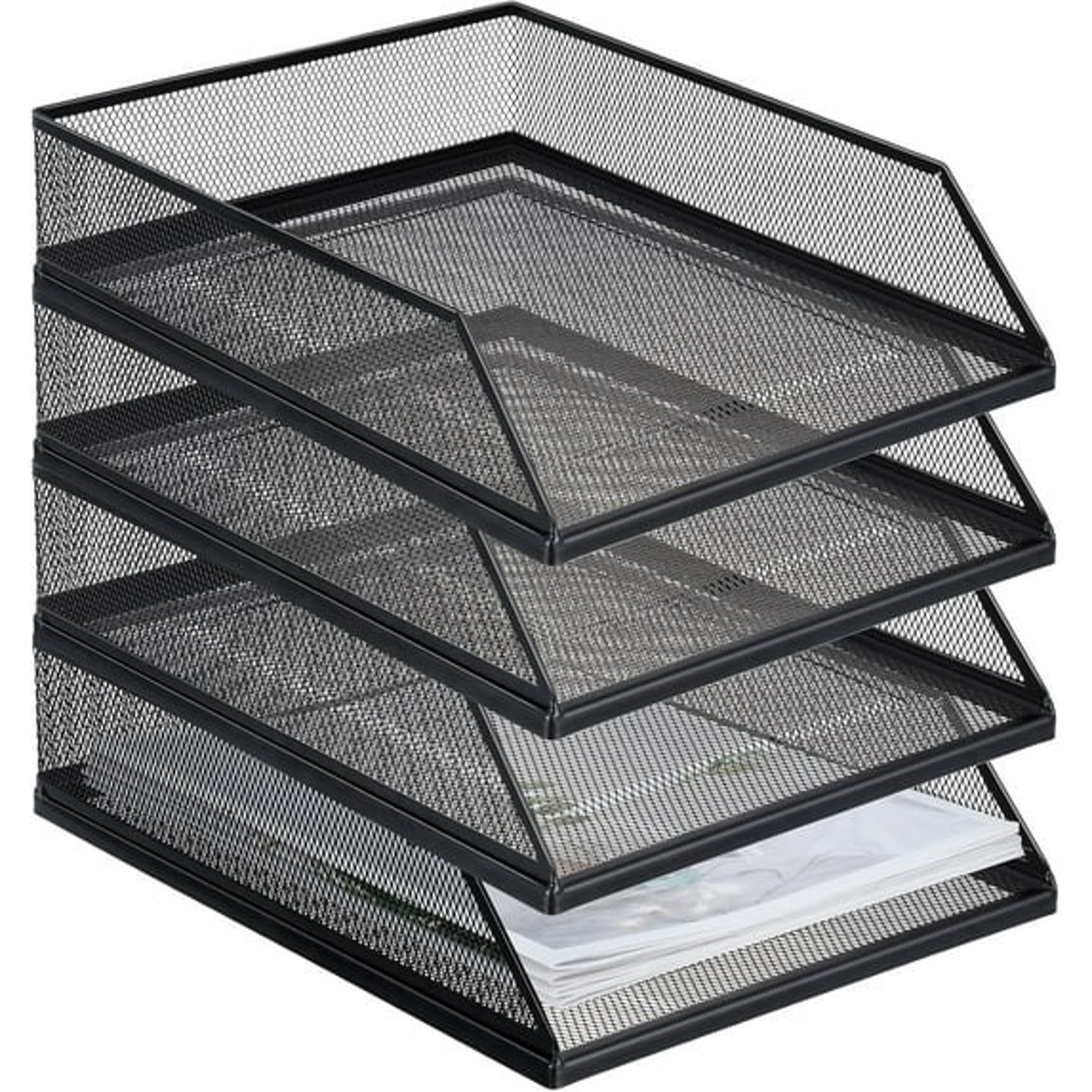 CCOCC Black Metal Letter Tray Stackable Desk Tray Single Wire Mesh ...