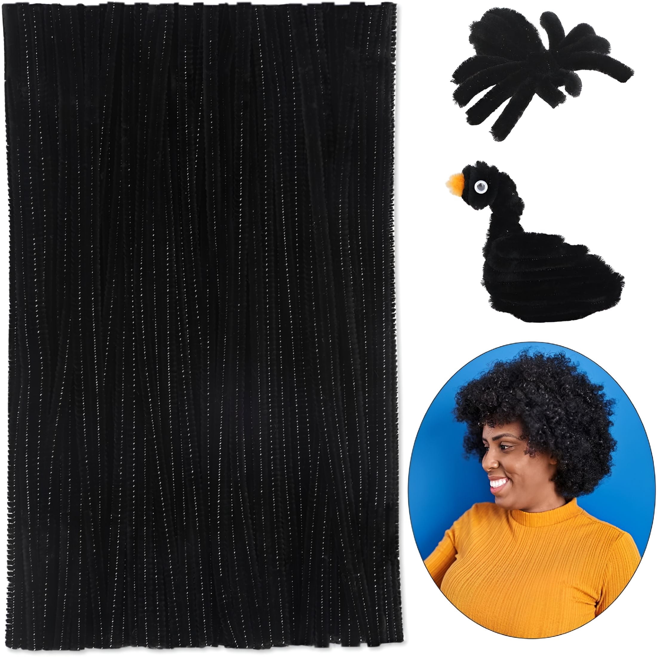 CCOCC Black Pipe Cleaners for Hair, Pipe Cleaners, 100 PCS Black Pipe ...
