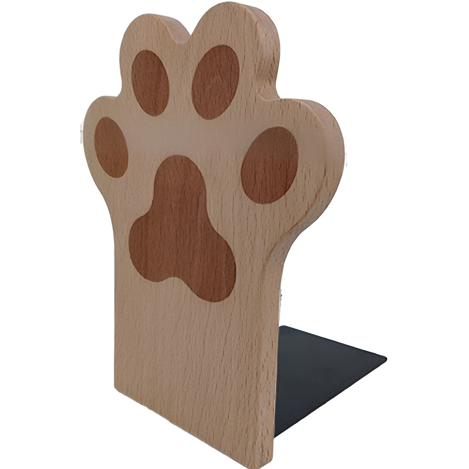 CCOCC Book Ends Decorative,Walnut Wood Texture Book Ends,Wood and Metal ...