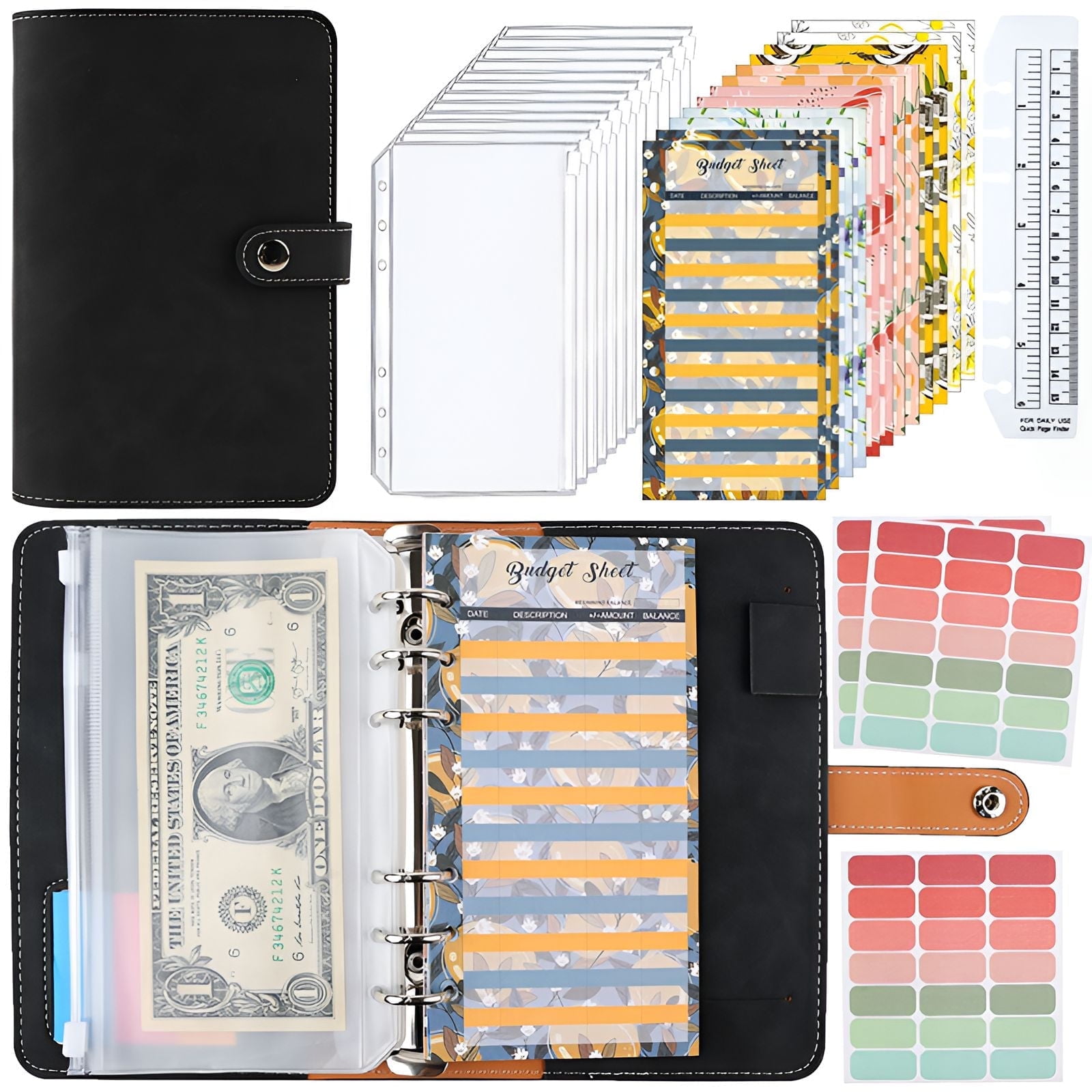 CCOCC Budget Binder,Antique-Inspired Pu Leather Layer Money Saving Book ...