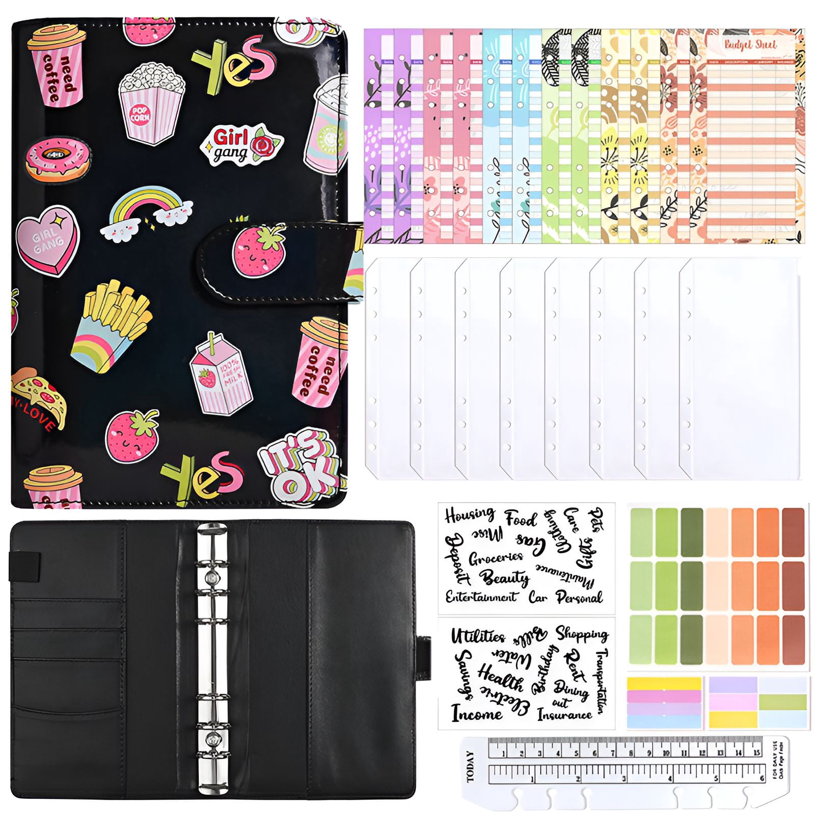 CCOCC Budget Binder,Chromatic Sorting Labels Money Saving Book,Clasp ...