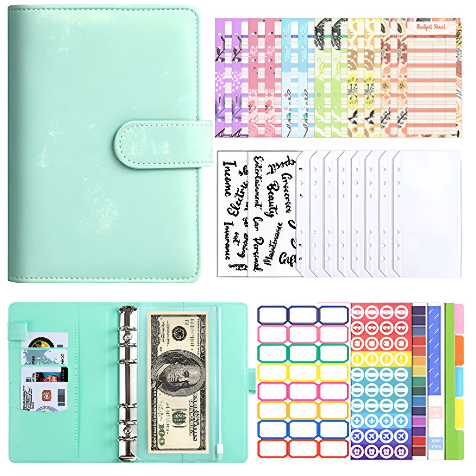 CCOCC Budget Binder,Clear Refillable Sleeve Set Budget Binder with Cash ...