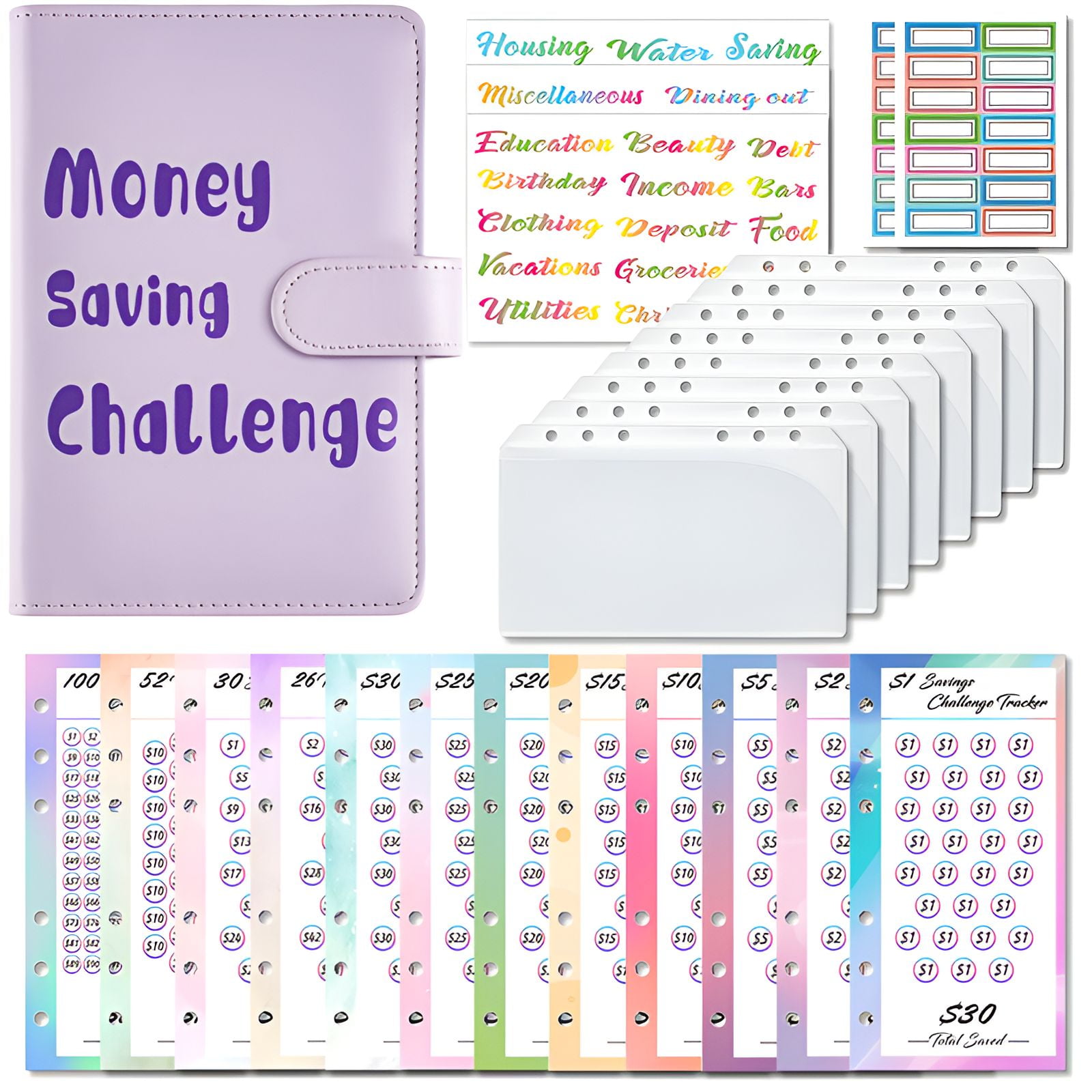 CCOCC Budget Binder,Gentle Candy-Pink Faux Leather Budget Binder with ...