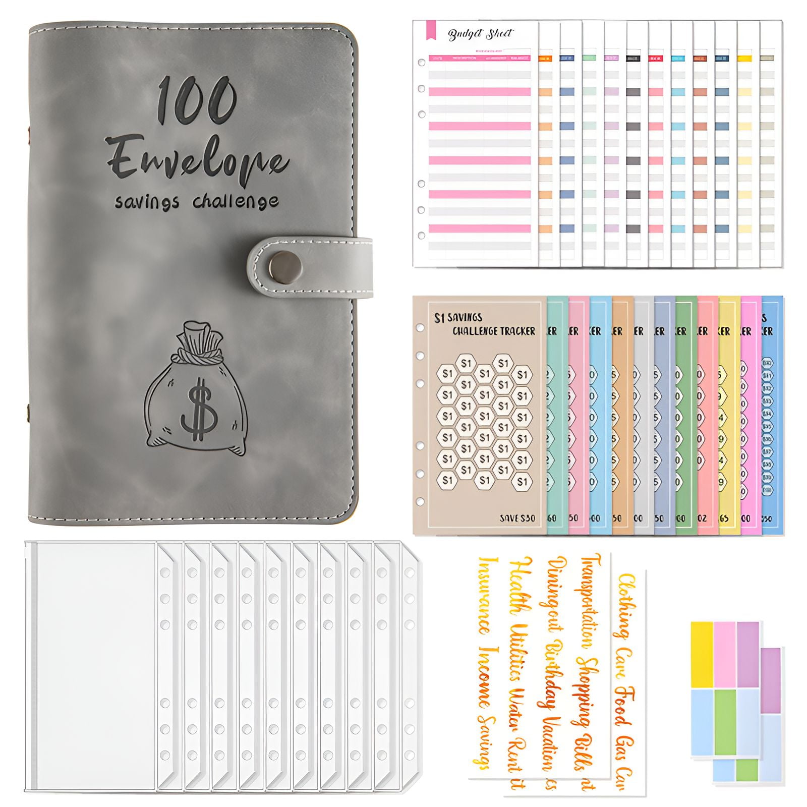 CCOCC Budget Binder,Gentle Rose-Hued Cover Style 100 Envelopes Money ...