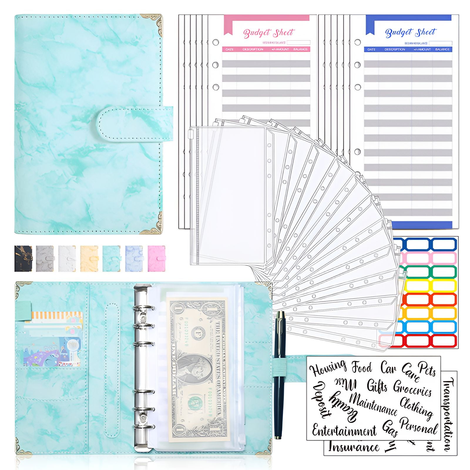 CCOCC Budget Binder,Layered Card Holders and Bill Compartments 100 ...