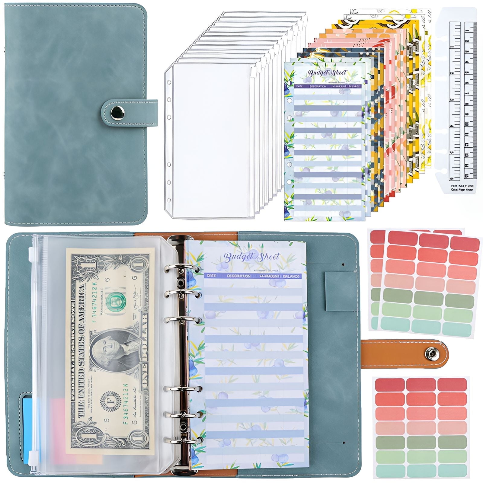 CCOCC Budget Binder,Old-School Soft Faux Leather Finish Money Saving ...