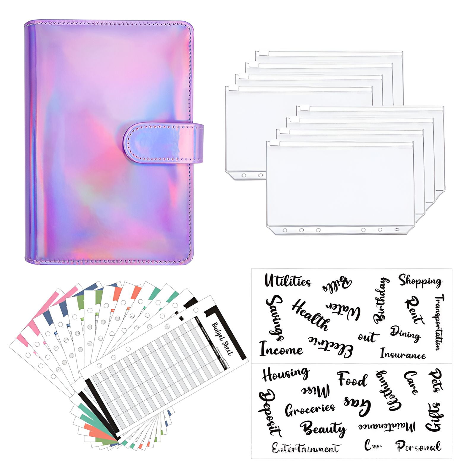 CCOCC Budget Binder,Pastel-Color Pu Leather Texture Budget Binder with ...