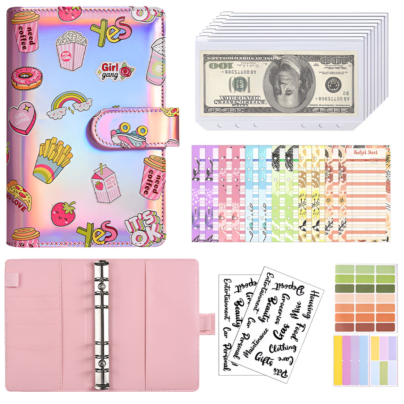 CCOCC Budget Binder,Sectioned Color Tabs Budget Binder with Cash ...