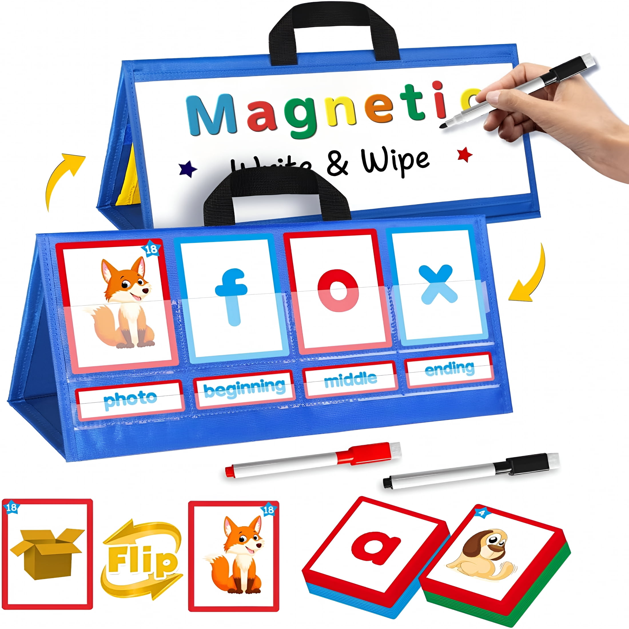 CCOCC CVC Word Building Pocket Chart, Dry Erase Board with Sight Words ...