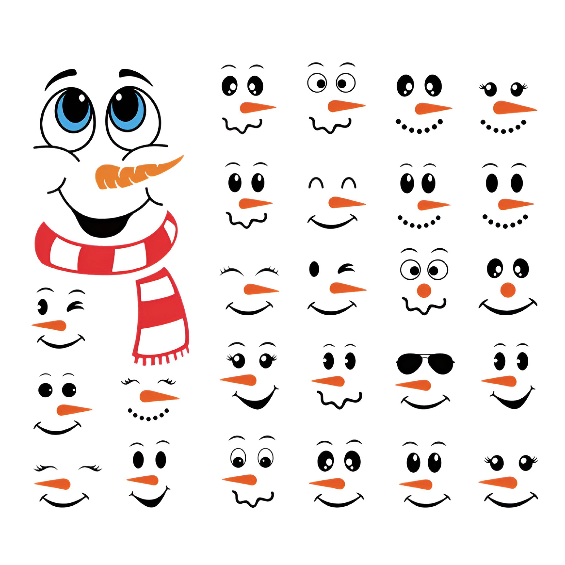 CCOCC Christmas Snowman Face 3 Stickers,Pvc Self-Adhesive,Cartoon ...