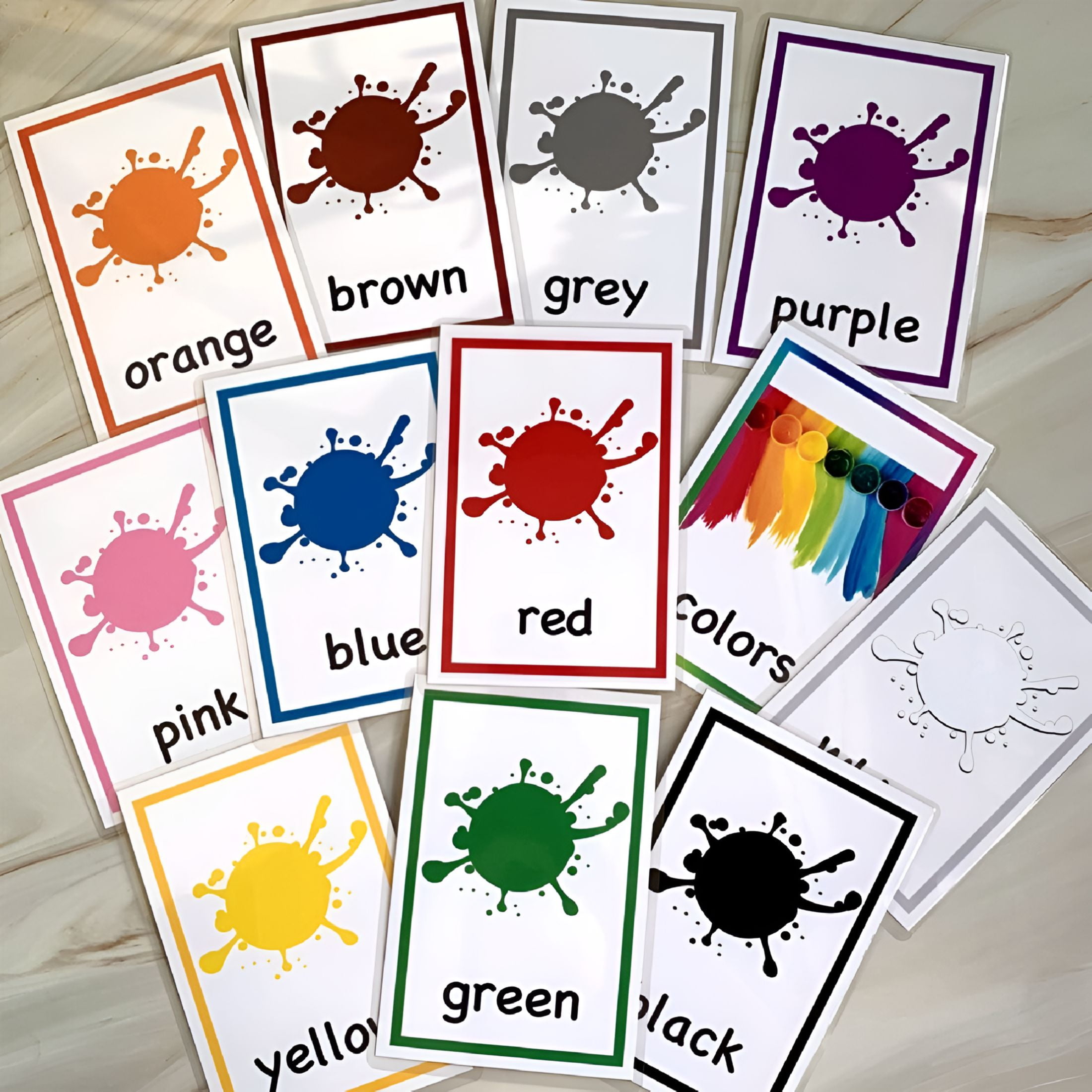 CCOCC Color Words Learning Flash Cards with English Letters,Multicolor ...