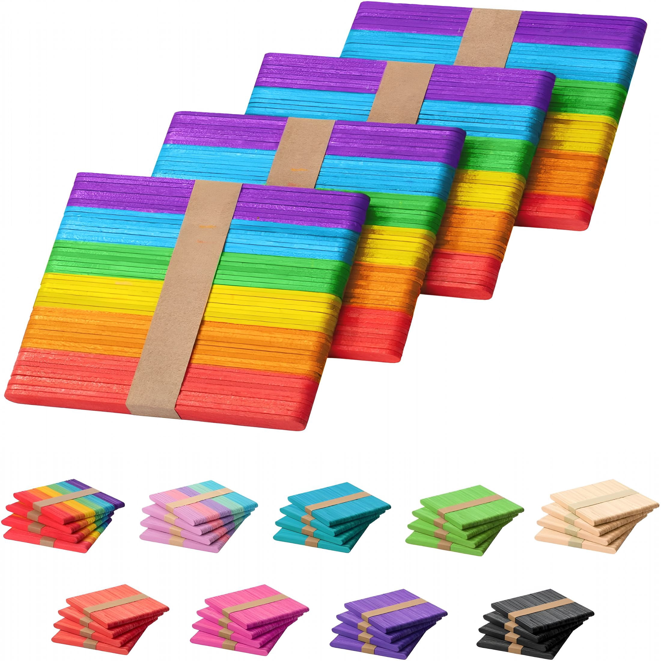CCOCC Colored Popsicle Sticks,Wooden Rainbow Popsicle Sticks for Crafts ...