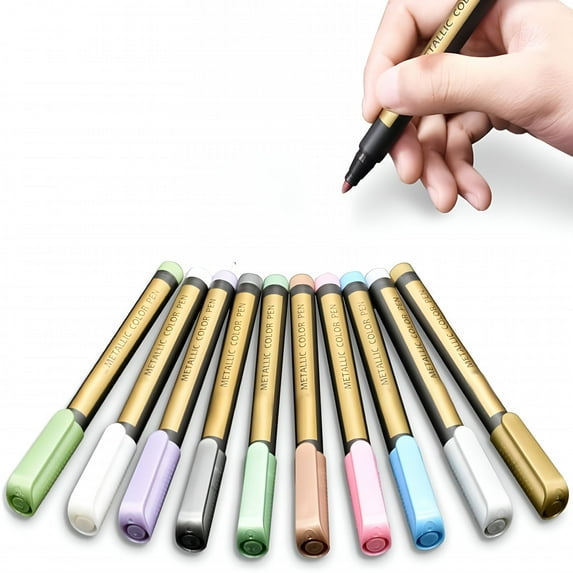 CCOCC Colorful Metallic Marker Pens for Black Paper,Metallic Paint ...