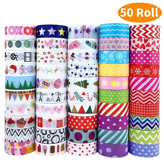 CCOCC Colorful Washi Tape Set, 50 Rolls of 15Mm Wide Decorative ...