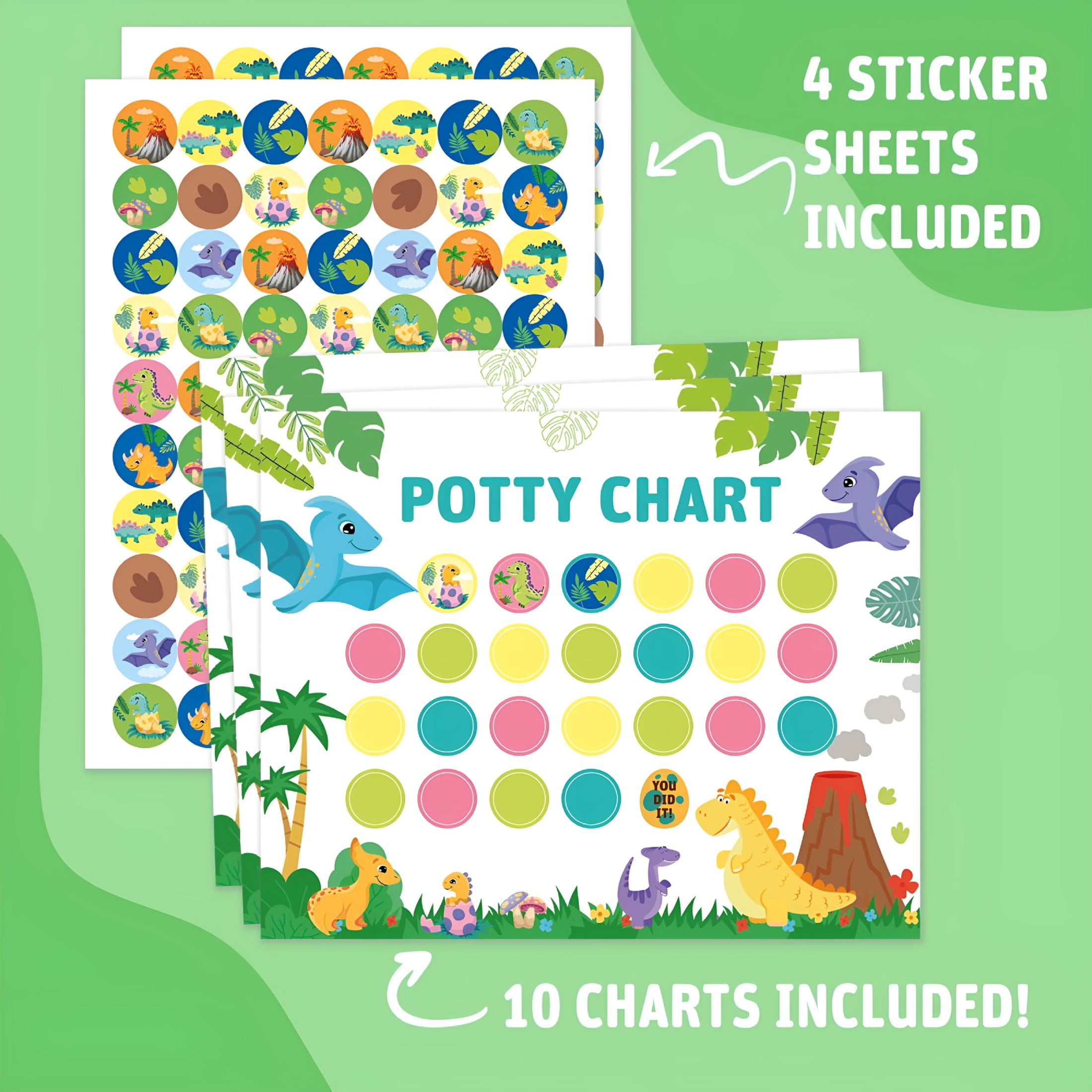 CCOCC Crown Sticker Chart for Potty Training,Dinosaur Theme Positive ...