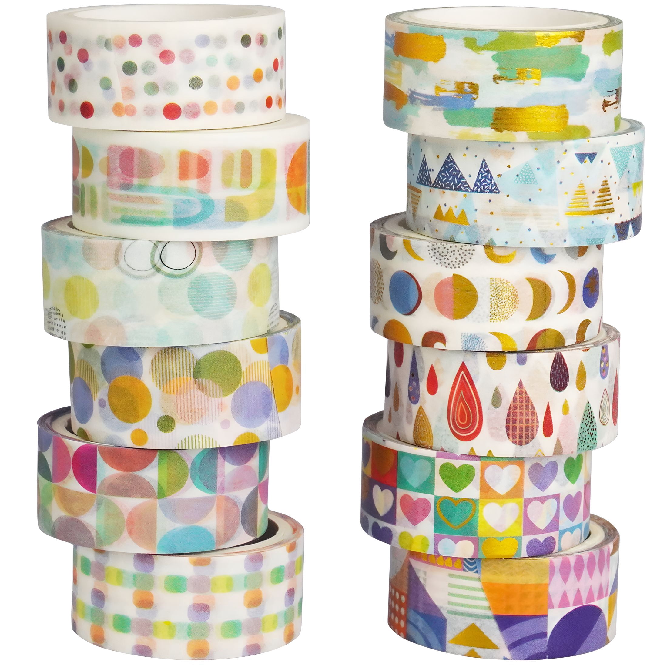 CCOCC Cute Painting Washi Tape Set 12 Rolls Basic Masking Decorative ...