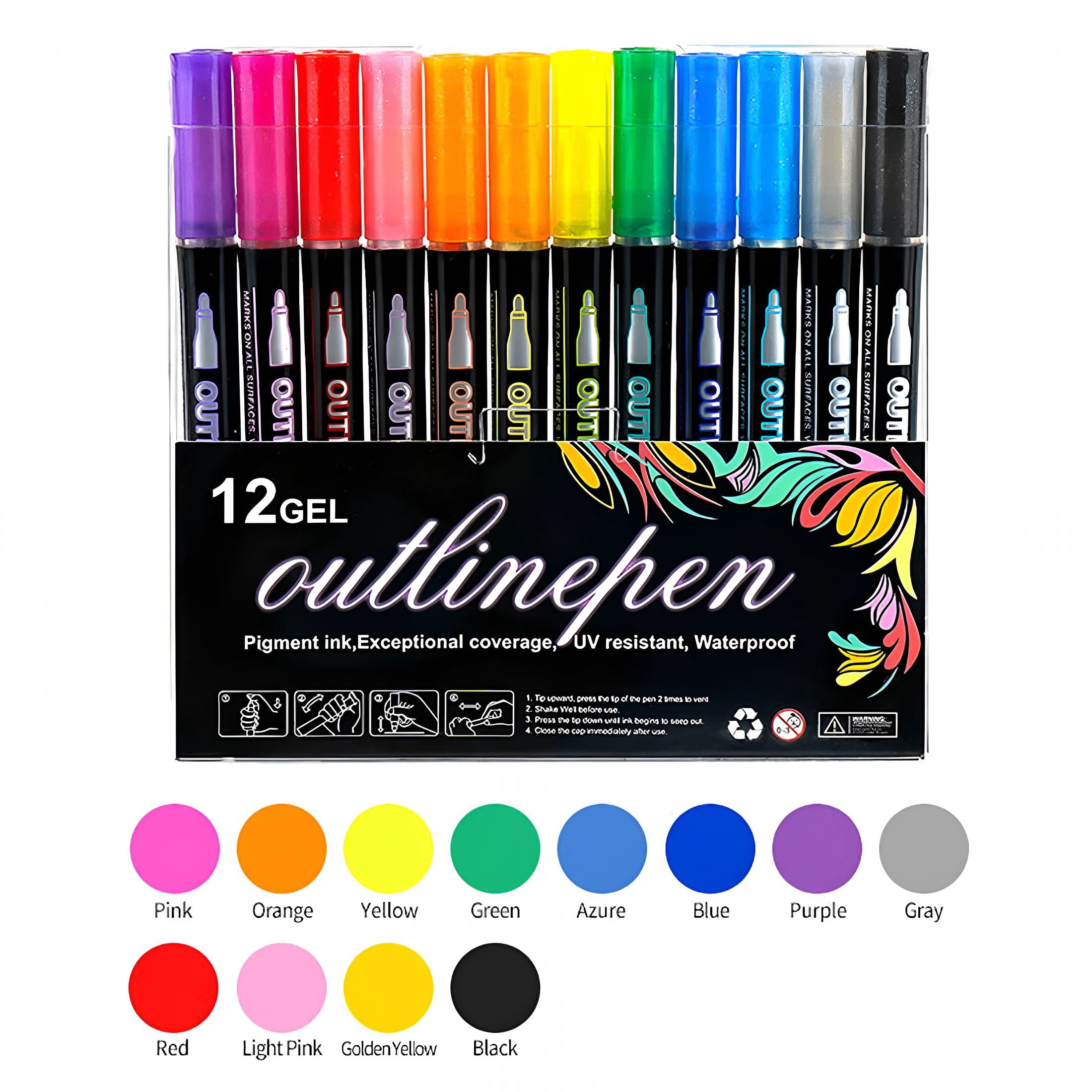 CCOCC Double Line Outline Markers,Metallic Highlighters,Glitter Pens ...