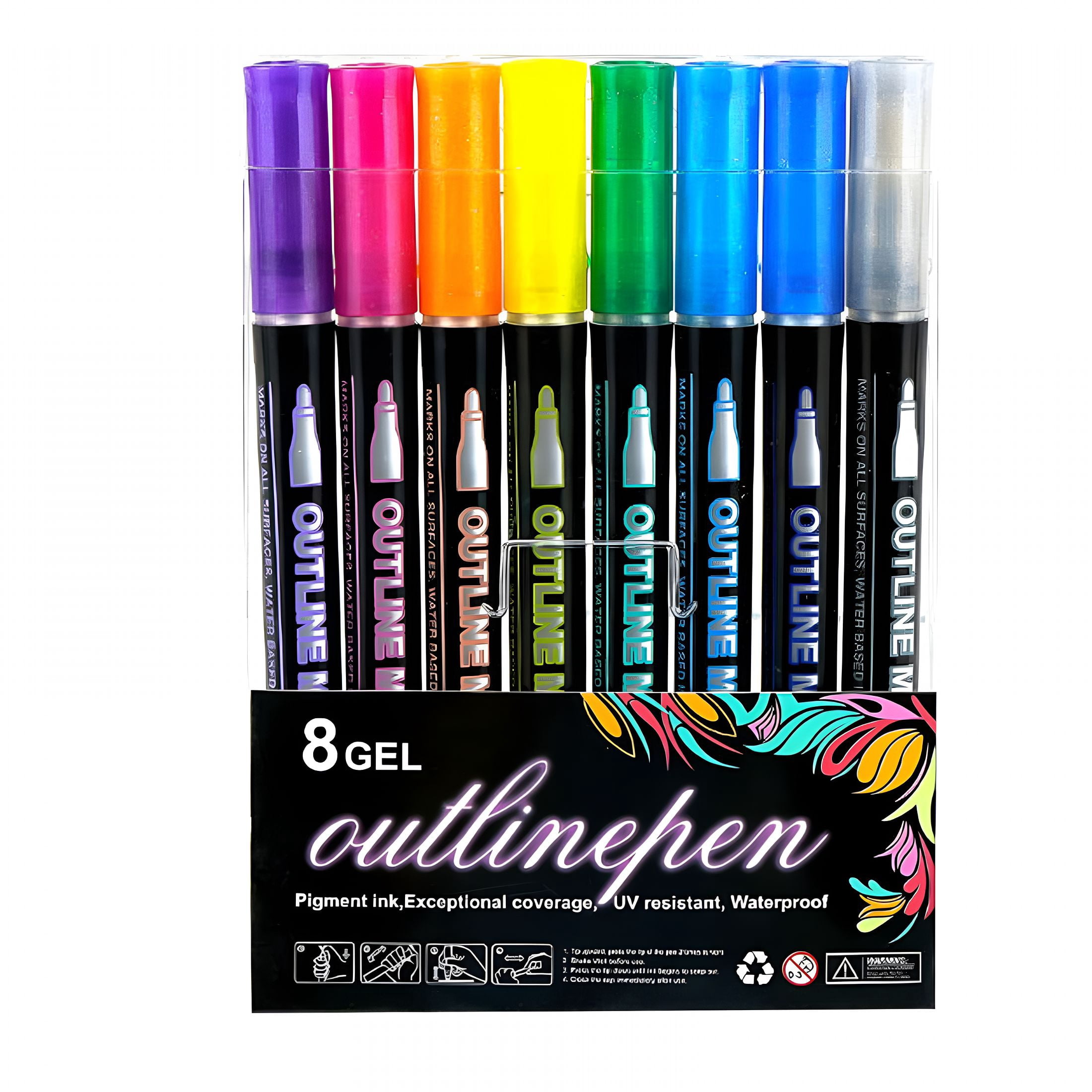 CCOCC Double Line Outliner Markers Acrylic Brush Pens for Doodling ...