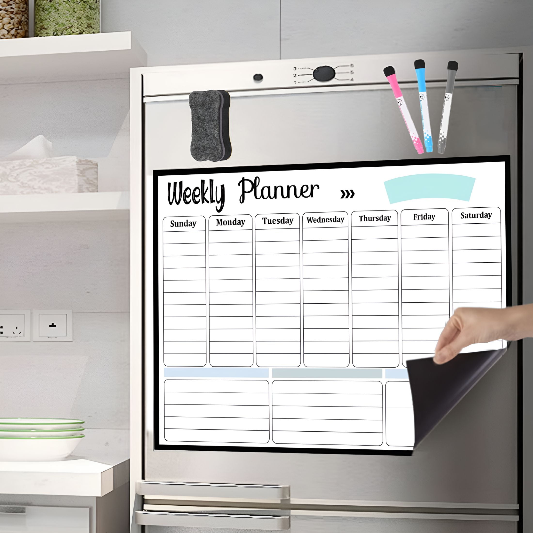 CCOCC Dry Erase Magnetic Calendar for Refrigerator,Monthly Weekly ...