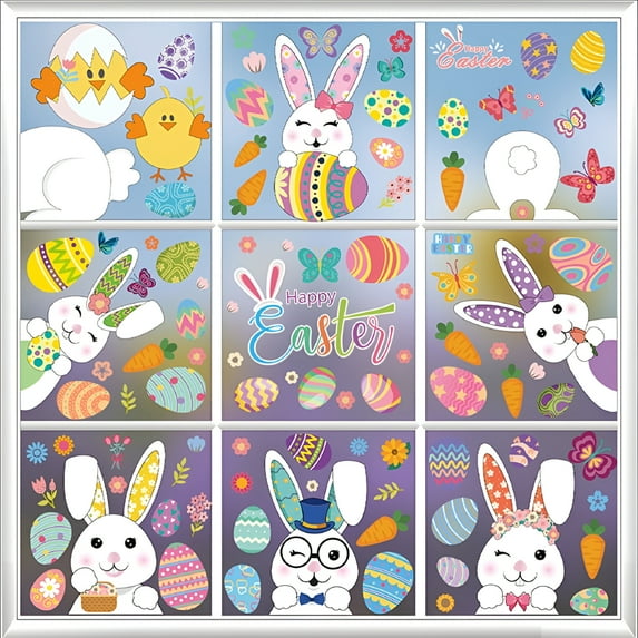 CCOCC Easter Decorations Window Clings Decals Decor,Easter Eggs Bunny ...