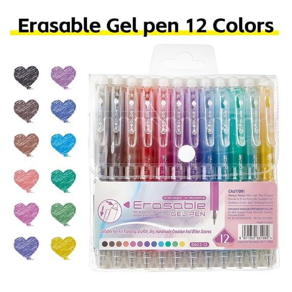 CCOCC Erasable Gel Pens, 12 Colors Erasable Pens, Make Mistakes ...