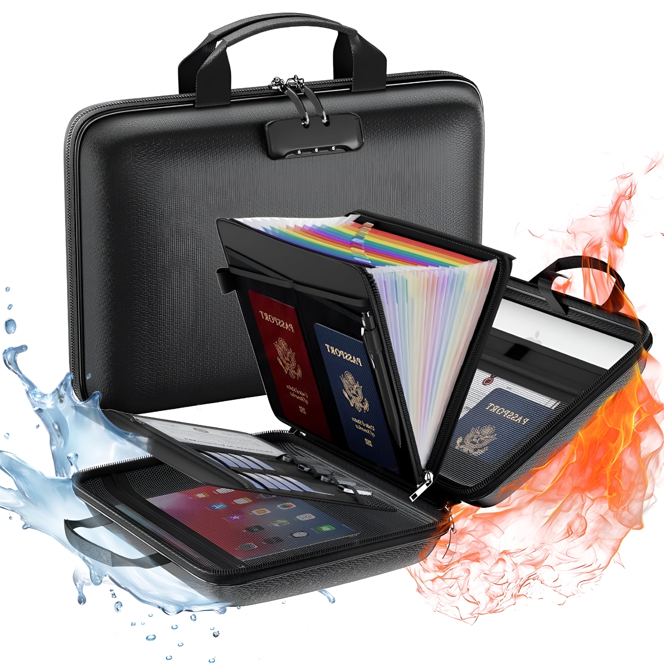 CCOCC Fireproof File Organizer with Lock, Hard-Shell Case Fireproof ...