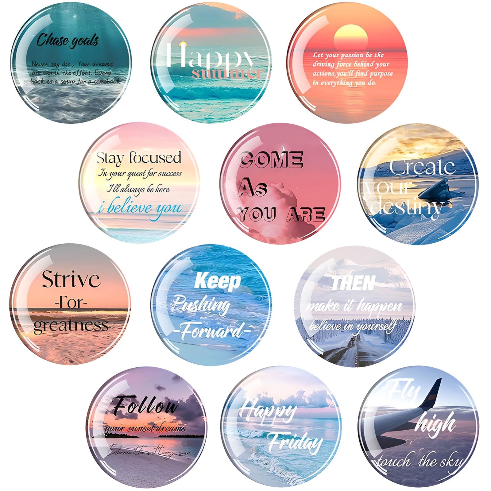 CCOCC 12Pcs Fridge Magnets,Seaside Scenery Cute Magnets,Refrigerator ...
