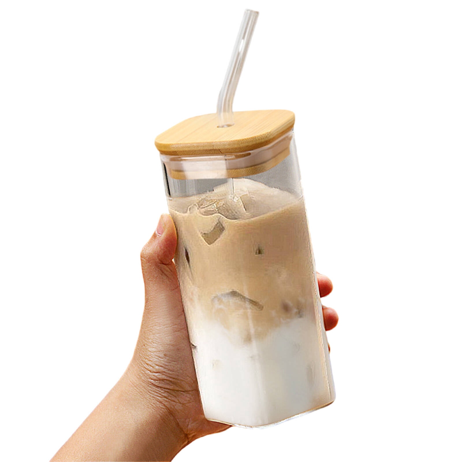 CCOCC Glass Cups,Handmade Iced Coffee Cup,Translucent Glass Coffee Cups ...