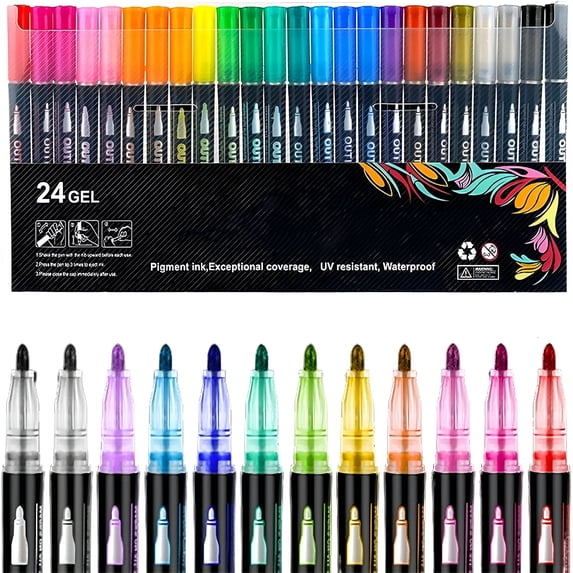 CCOCC Glitter Outline Paint Markers,Outline Markers Self-Outline ...