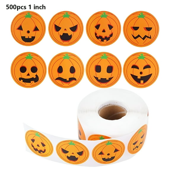 CCOCC Halloween Stickers for Kids,500pcs Pumpkin Label Stickers 1 inch ...