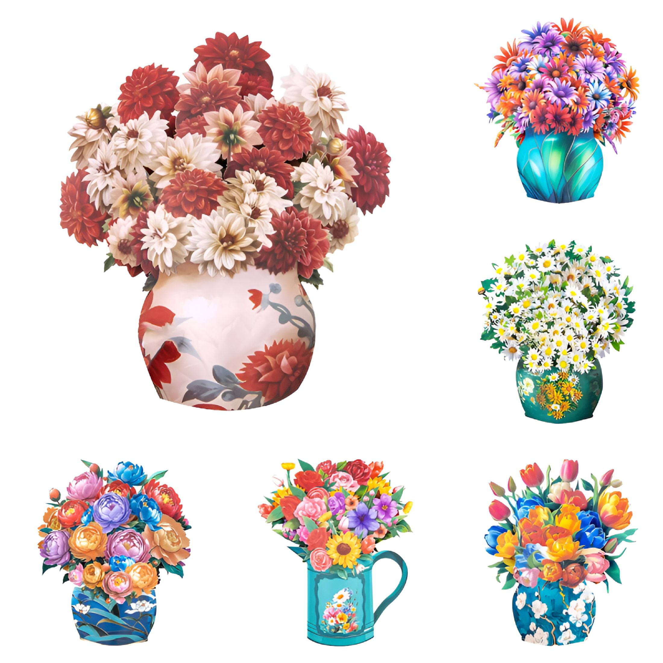 CCOCC Holiday Freshcut Paper Pop Up Cards,3D Paper Flower Bouquet ...