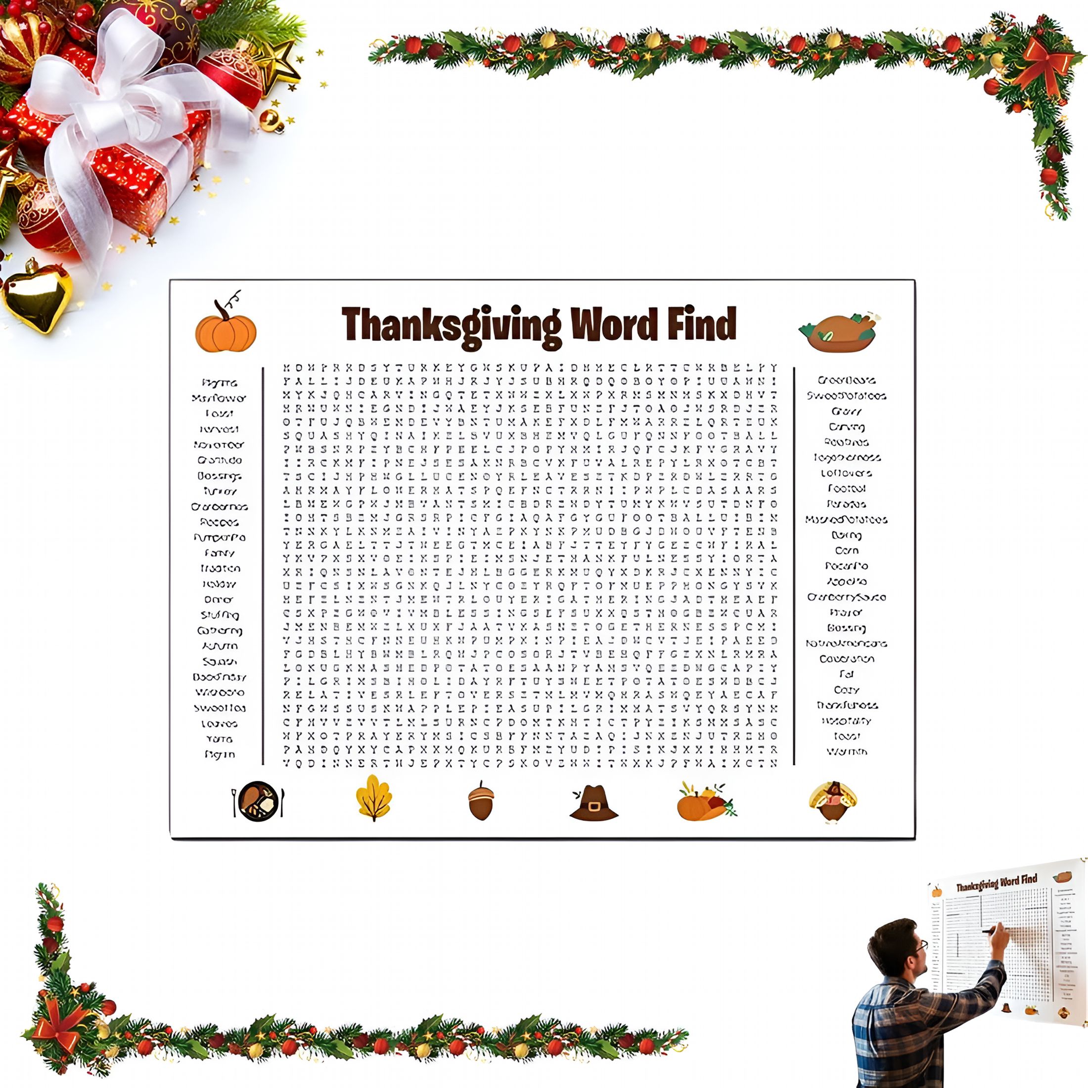 CCOCC Jumbo Thanksgiving Word Search Poster,Giant 36"X24" Wall Game ...