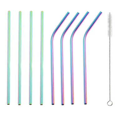 BambooMN Reusable Stainless Steel Metal Drinking Straws - 8"/8.5" (4 ...