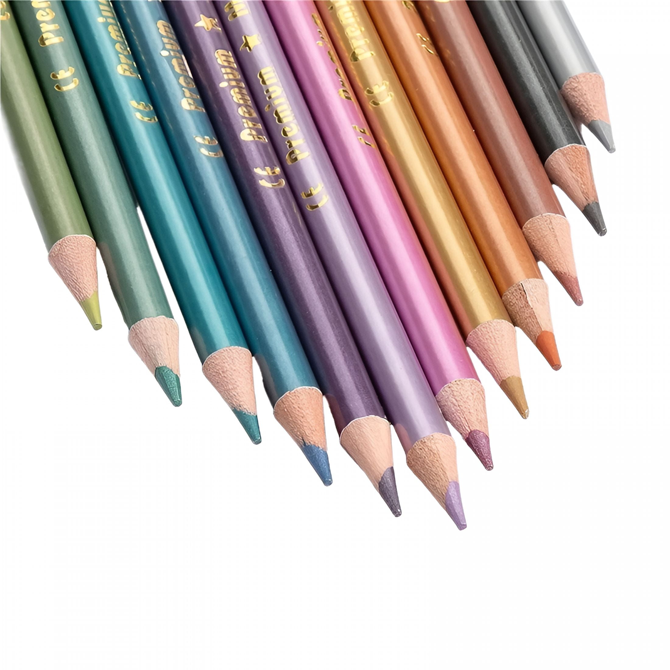CCOCC Metallic Colored Pencils 12 Pcs Assorted Drawing Colored Pencils ...