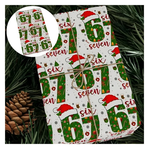 CCOCC Number 67 Christmas Wrapping Paper,Xmas Gift Wrap,Holiday ...