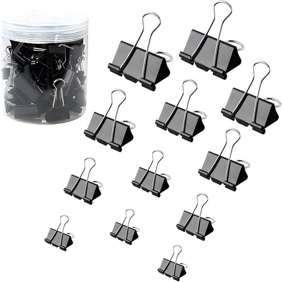 CCOCC Pack of 120 Metal Paper Clips Black 4 Sizes 15mm,19mm,25mm,32mm ...