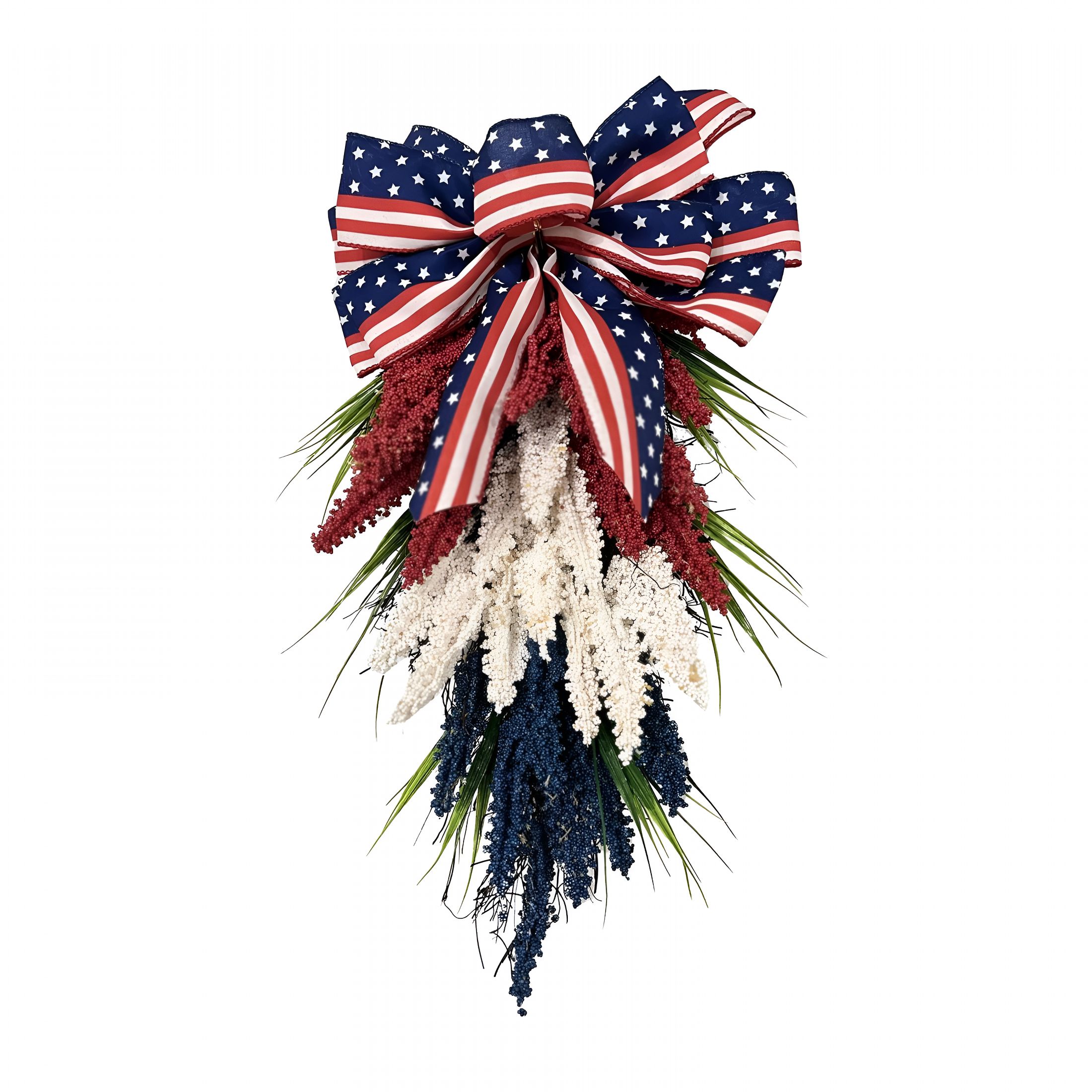 CCOCC Patriotic Swag for Front Door,4th of July Wreath Memorial Day ...