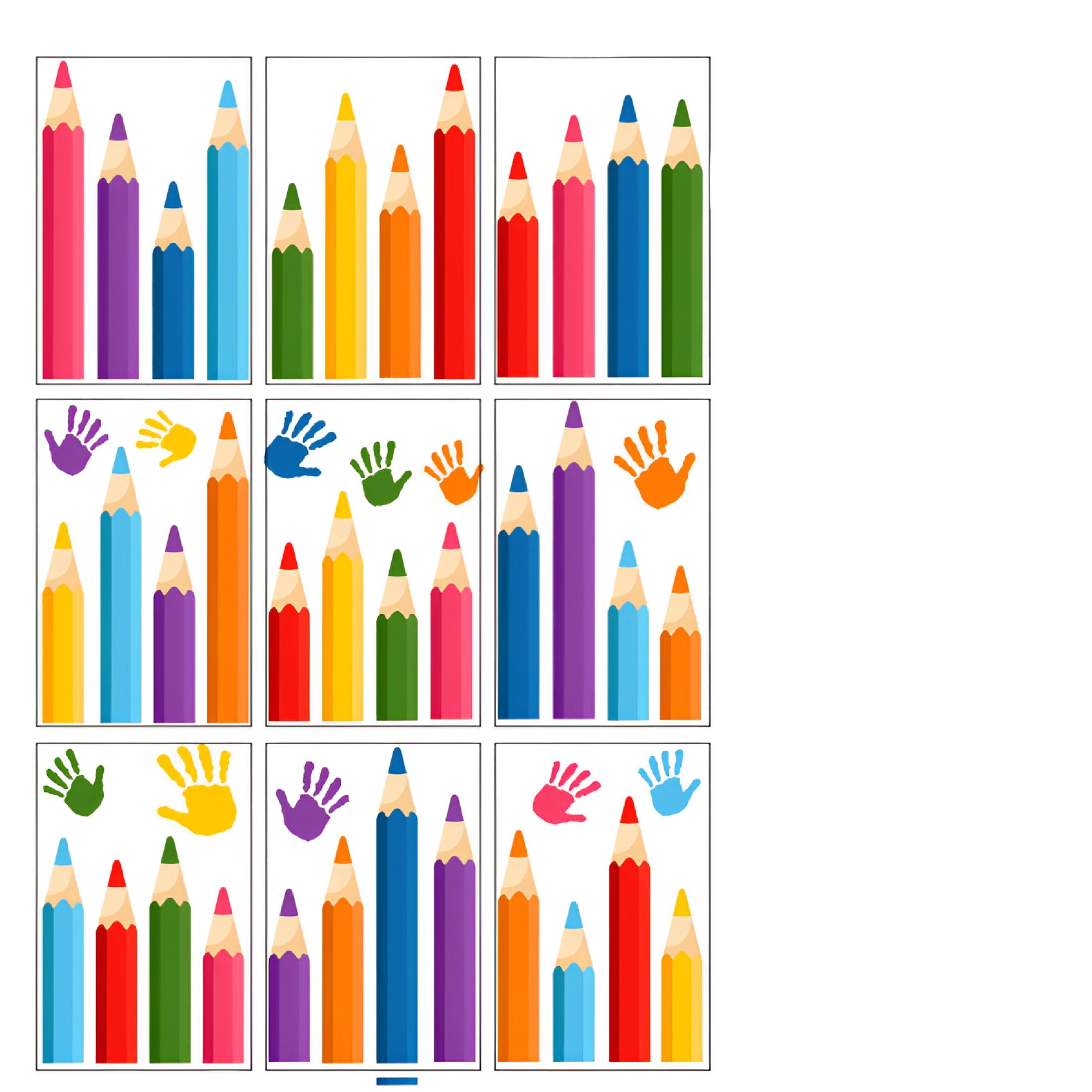 CCOCC Pencil Handprint Wall Stickers - 9 Pieces of Room Art Decor ...