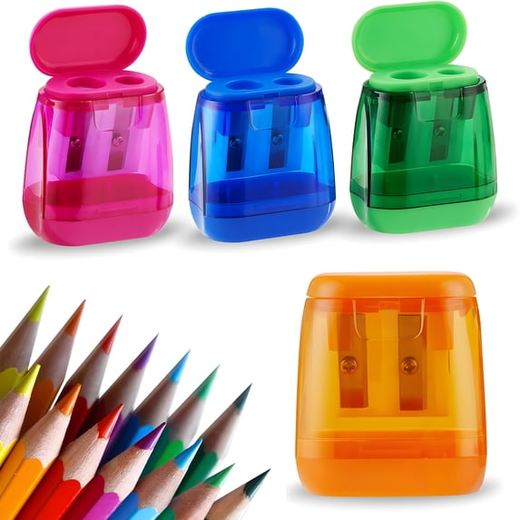 CCOCC Pencil Sharpeners,4 Pcs Manual,Dual Holes Compact Colored ...